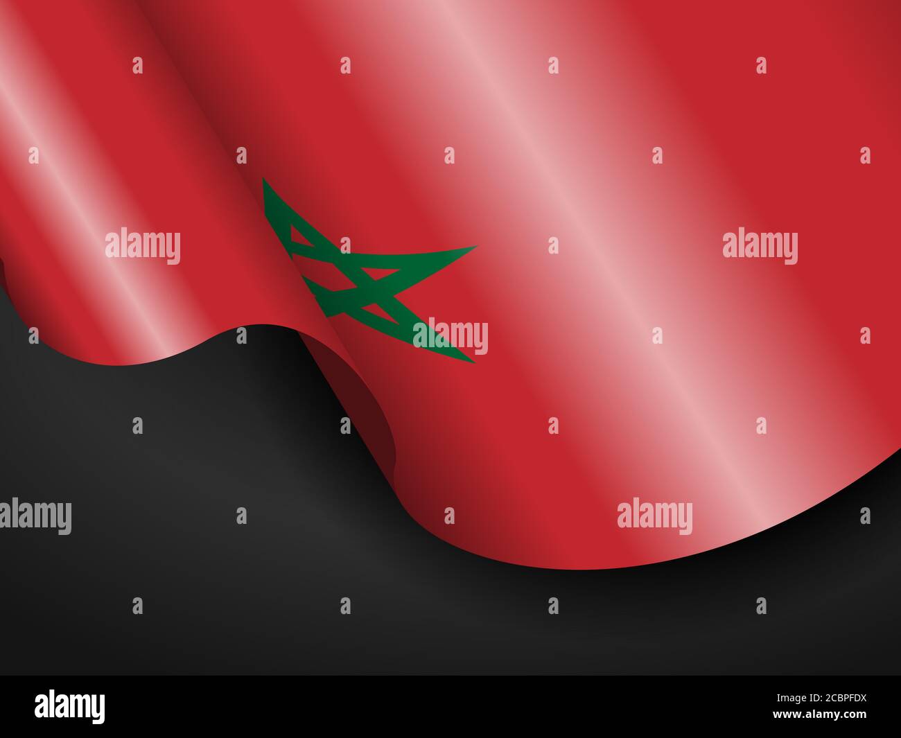 Waving Morocco flag on black background. Vector illustration Stock ...