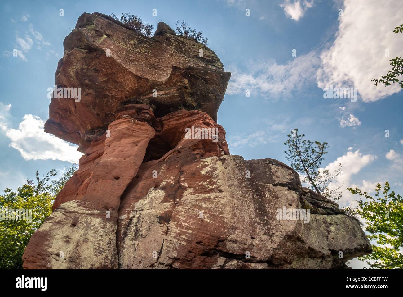 Sunny scenery of the Devil's Table in Hinterweidenthal, Germany Stock ...