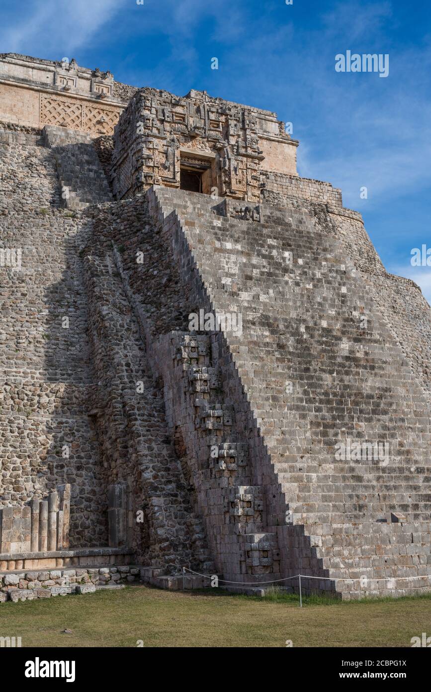 The west facade of the Pyramid of the Magician, also known as the ...