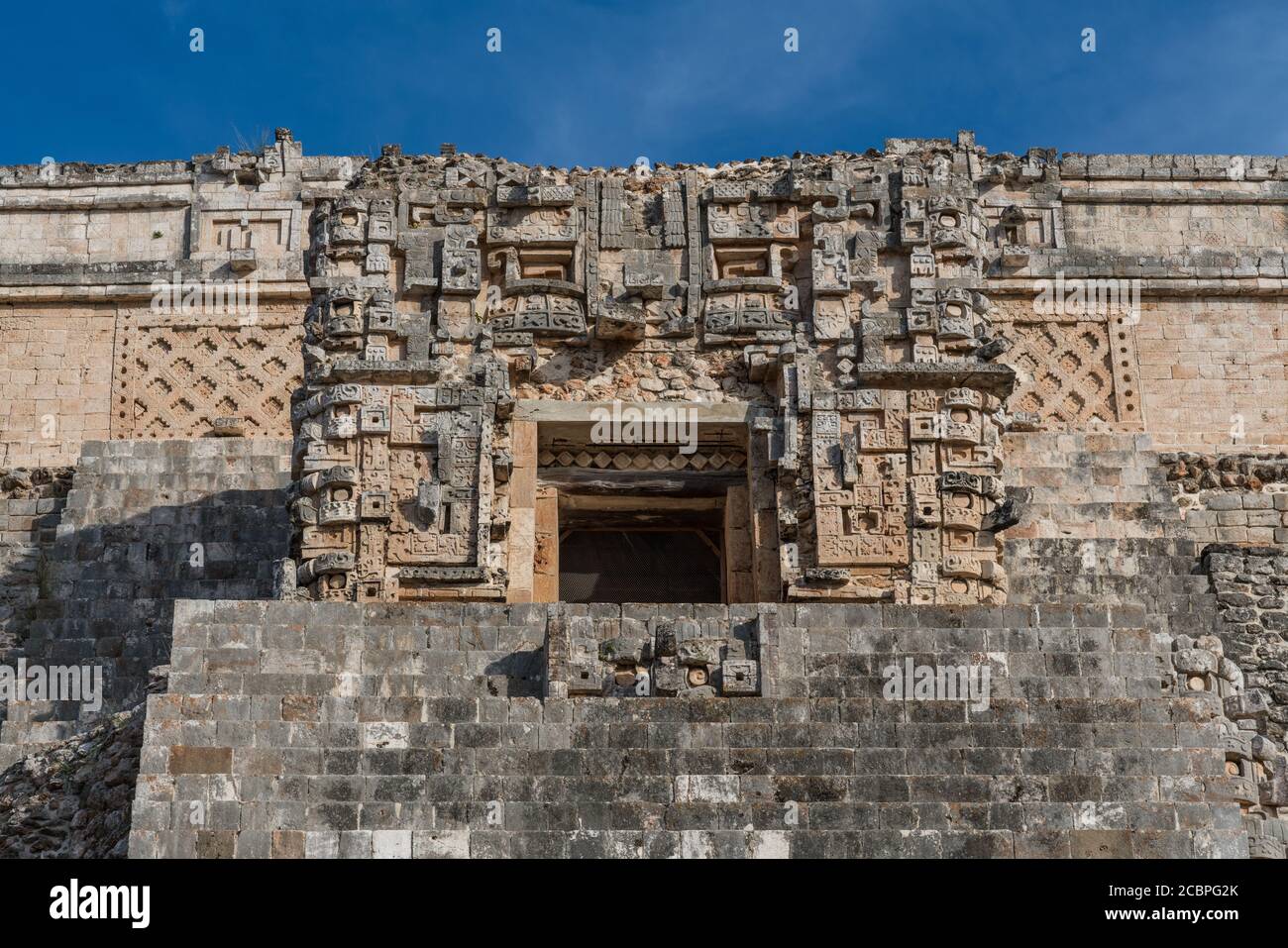 The west facade of the Pyramid of the Magician, also known as the ...