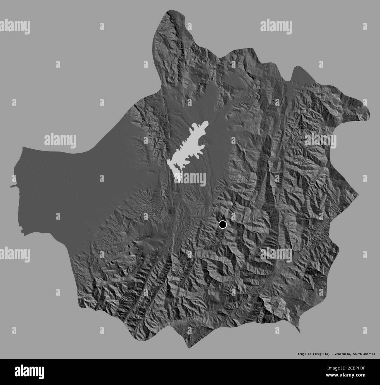 Shape of Trujillo, state of Venezuela, with its capital isolated on a ...