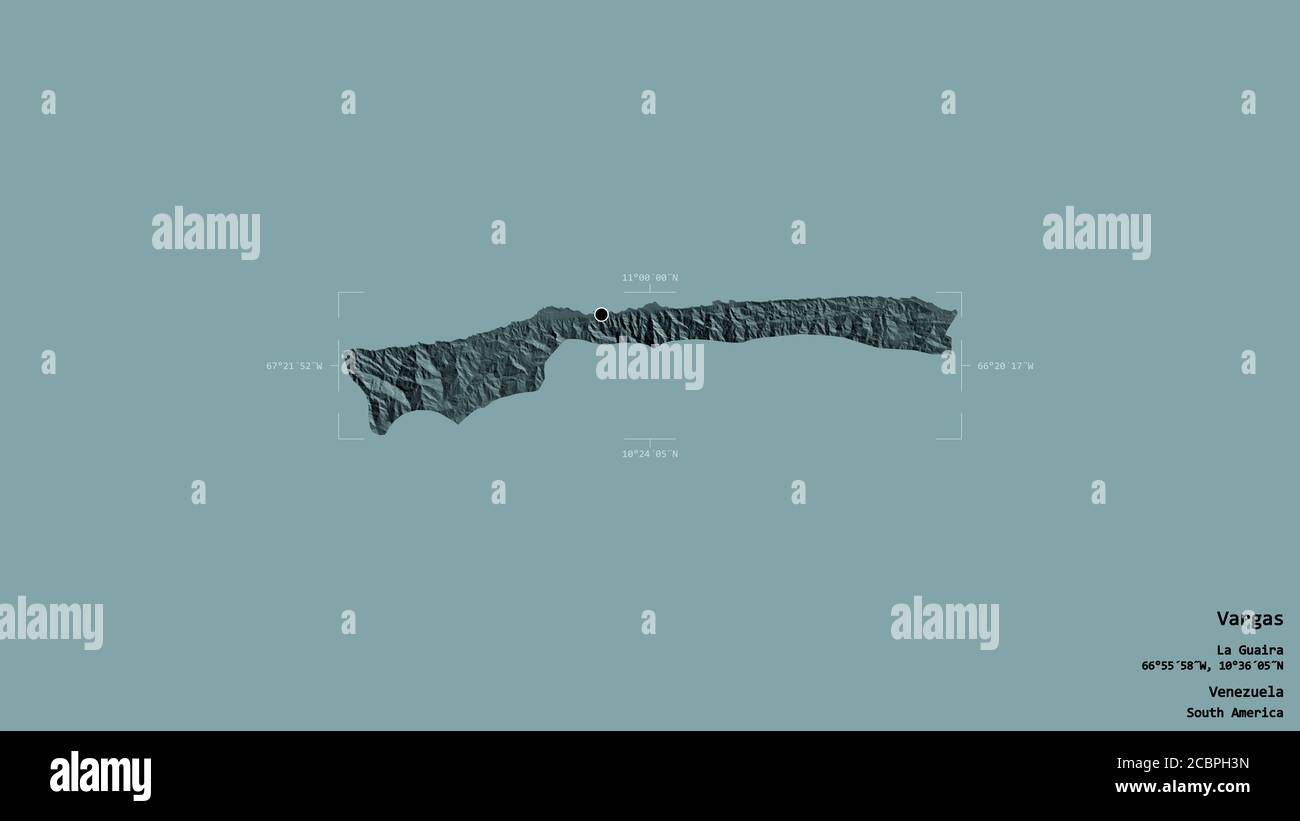 Area of Vargas, state of Venezuela, isolated on a solid background in a ...