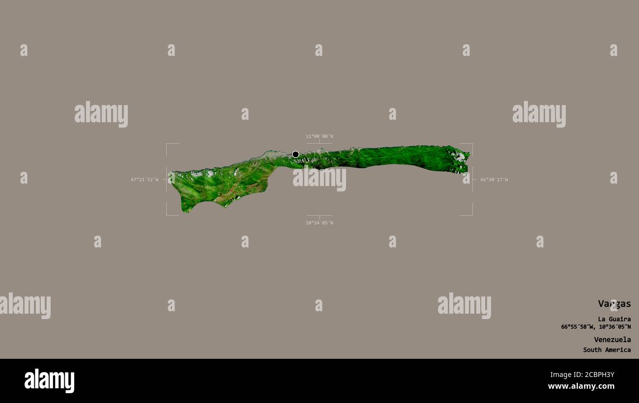 Area of Vargas, state of Venezuela, isolated on a solid background in a ...