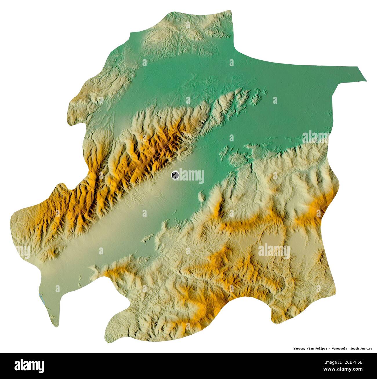 Shape of Yaracuy, state of Venezuela, with its capital isolated on ...