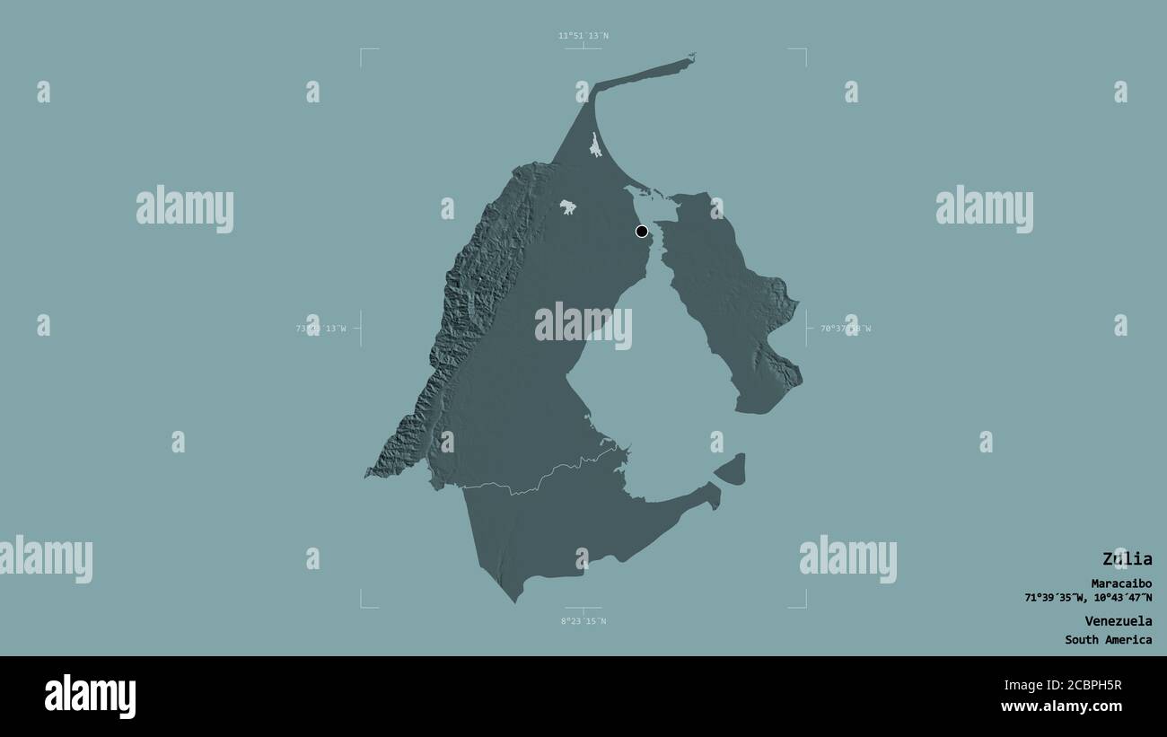 Area of Zulia, state of Venezuela, isolated on a solid background in a ...