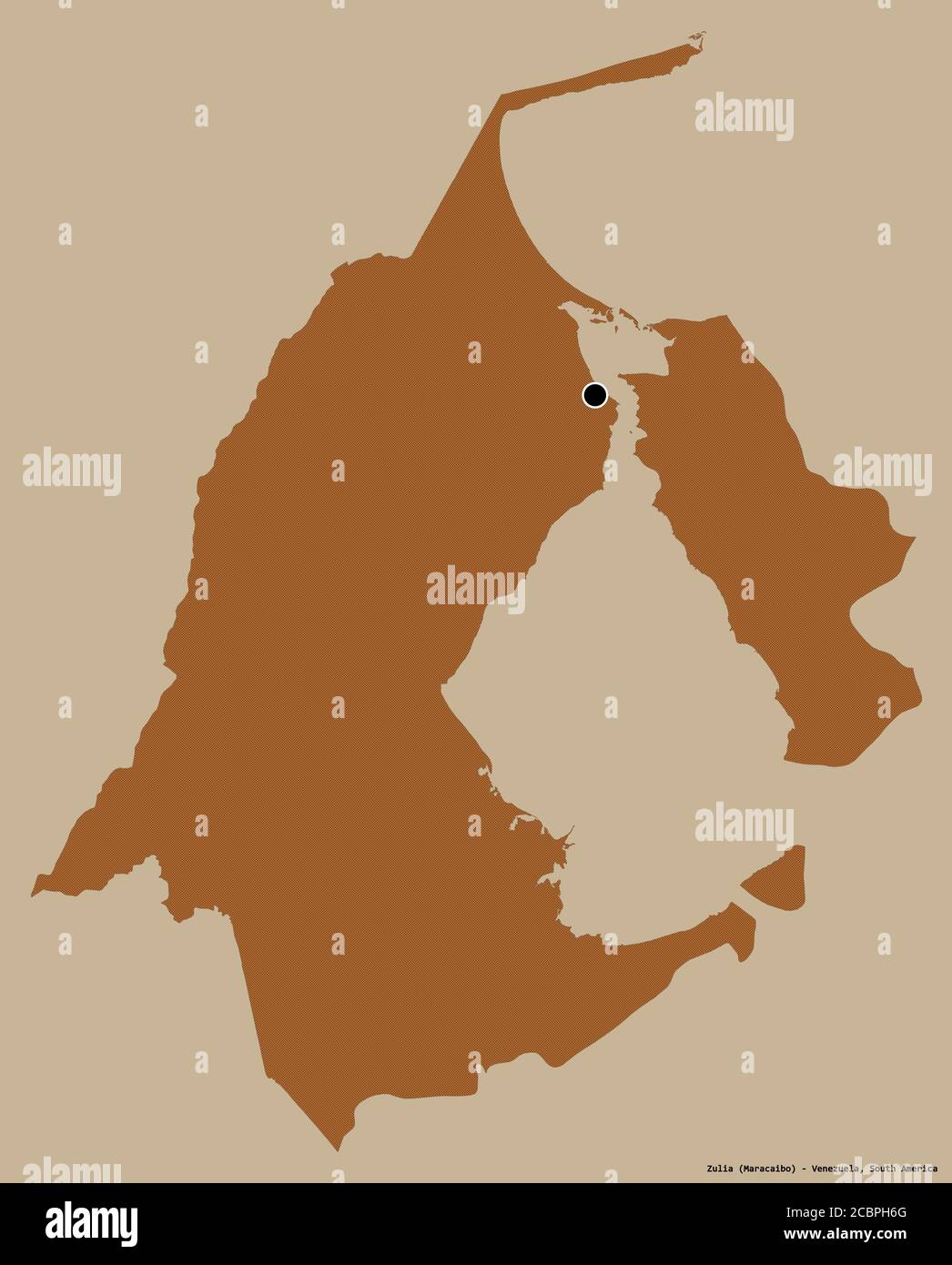Shape of Zulia, state of Venezuela, with its capital isolated on a ...