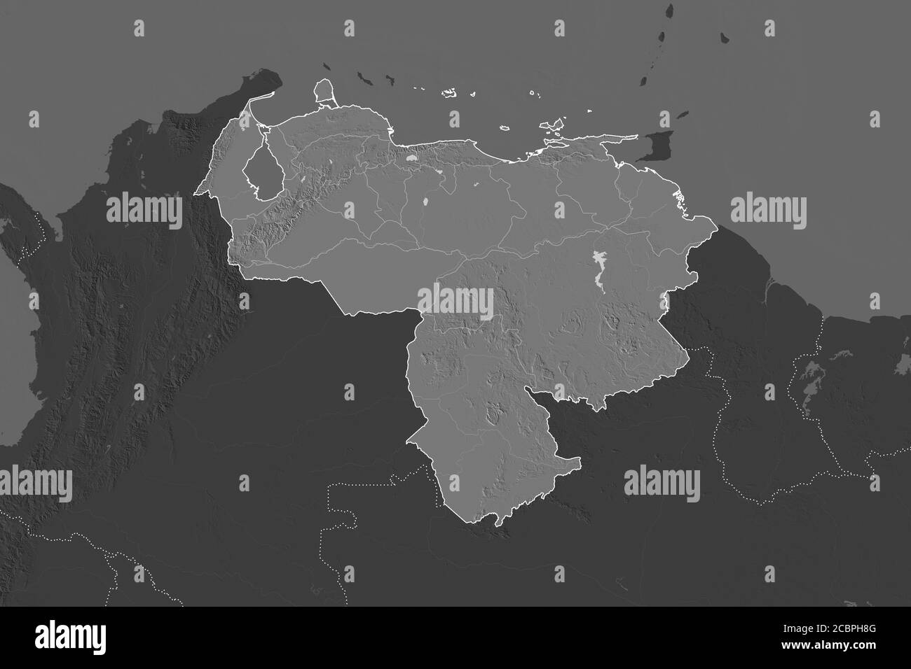 Shape of Venezuela separated by the desaturation of neighboring areas ...