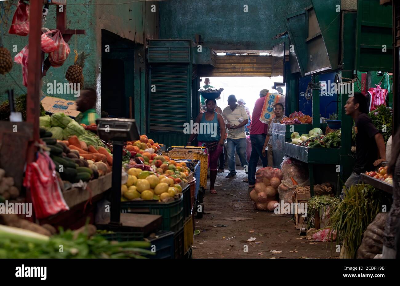 Cartagena Columbia vegetable fruit outdoor market. Historical poor ...