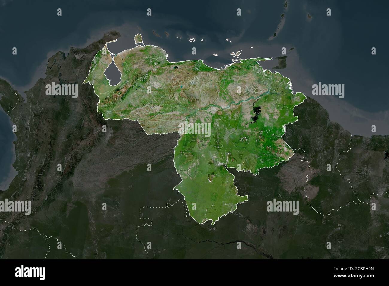 Shape of Venezuela separated by the desaturation of neighboring areas ...