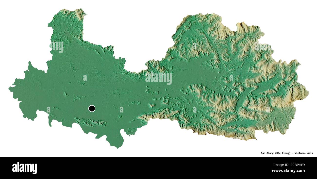 Shape of Bắc Giang, province of Vietnam, with its capital isolated on ...