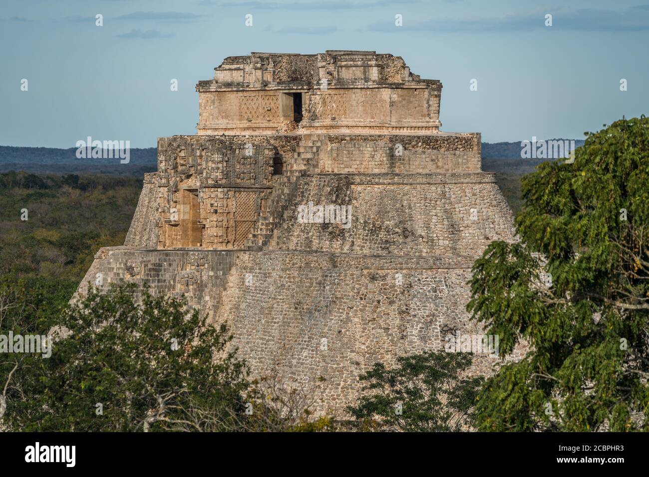The west facade of the Pyramid of the Magician, also known as the ...
