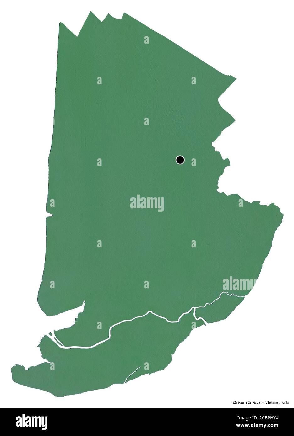 Shape of Cà Mau, province of Vietnam, with its capital isolated on ...