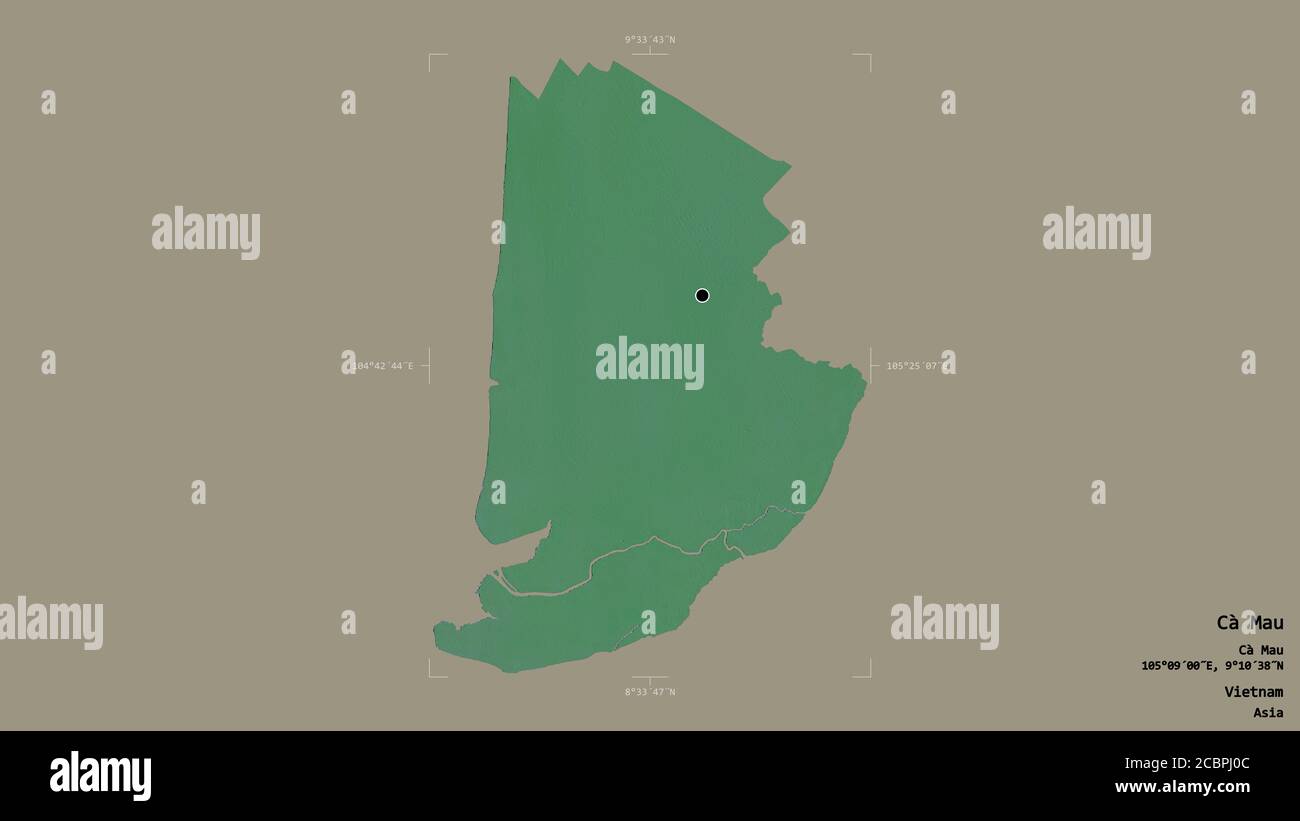 Area of Cà Mau, province of Vietnam, isolated on a solid background in ...