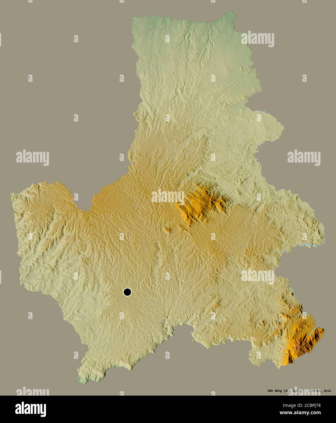Shape of Đăk Nông, province of Vietnam, with its capital isolated on a ...