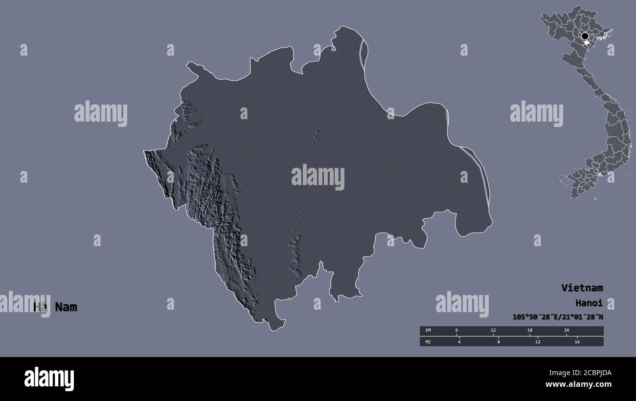 Shape of Hà Nam, province of Vietnam, with its capital isolated on ...