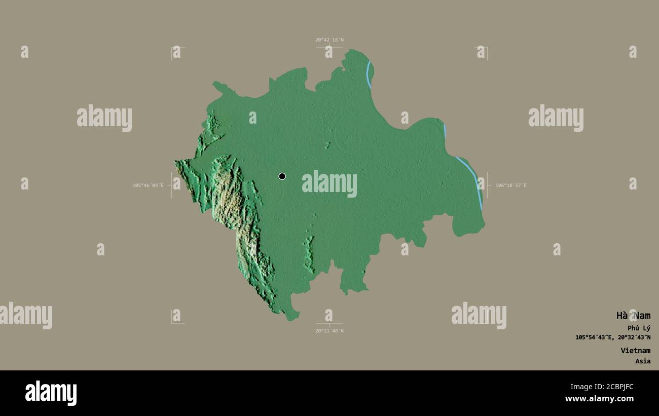 Area of Hà Nam, province of Vietnam, isolated on a solid background in ...