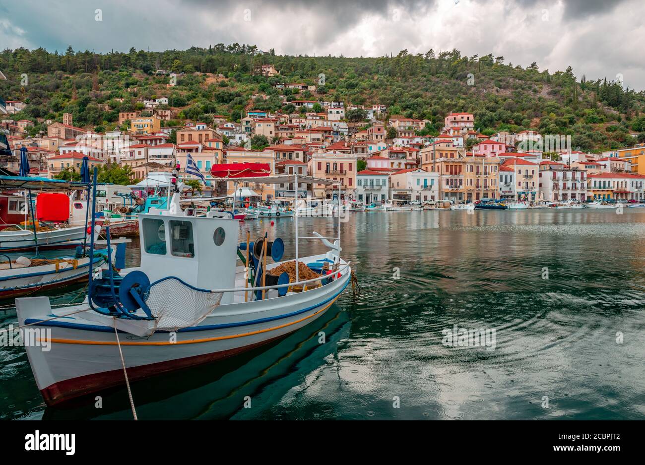 Gytheio / Greece - July 17 2017: The port of Gytheio, with fishing ...