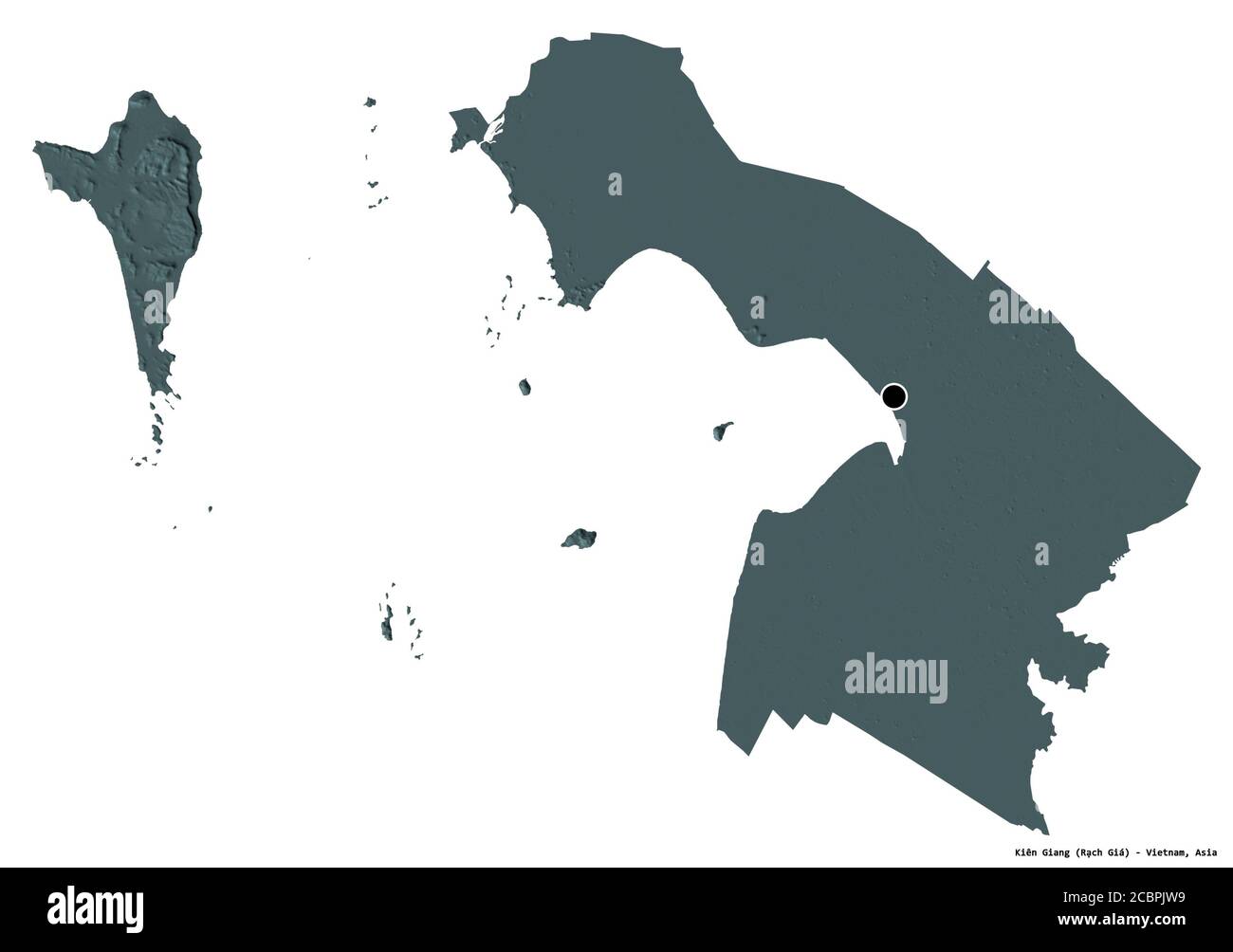Shape of Kiên Giang, province of Vietnam, with its capital isolated on ...