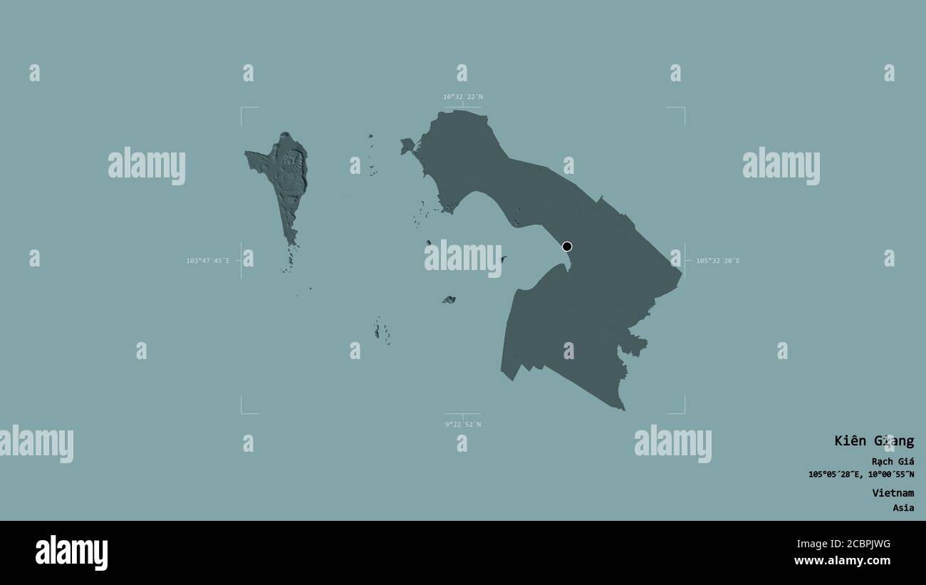 Area of Kiên Giang, province of Vietnam, isolated on a solid background ...