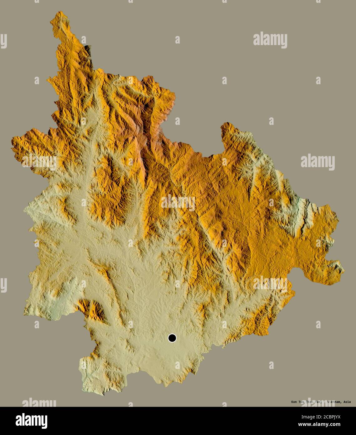Shape of Kon Tum, province of Vietnam, with its capital isolated on a ...