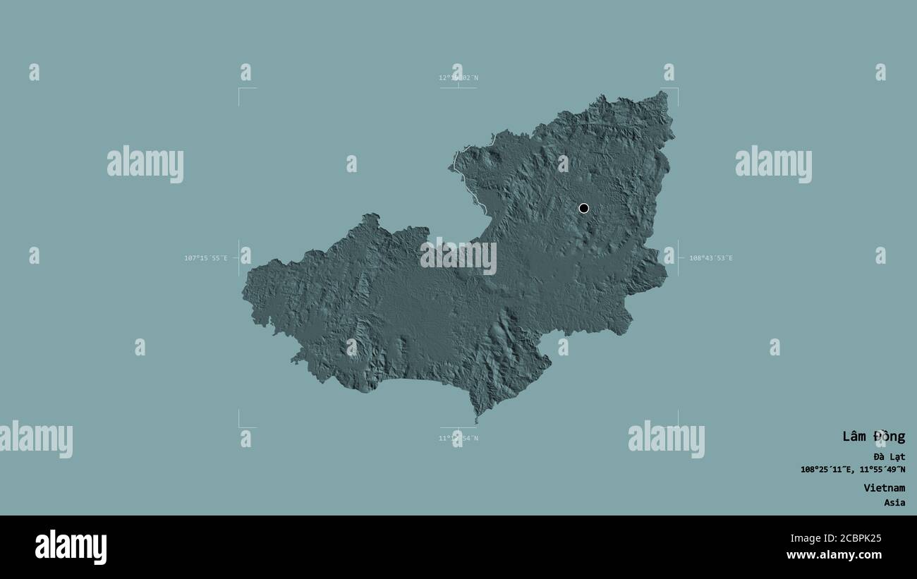 Area of Lâm Đồng, province of Vietnam, isolated on a solid background ...