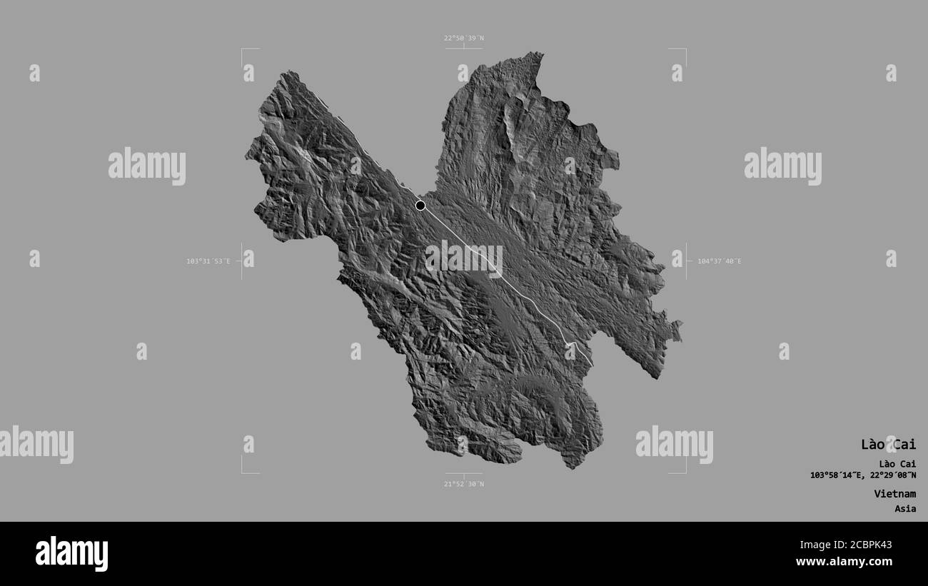 Area of Lào Cai, province of Vietnam, isolated on a solid background in ...