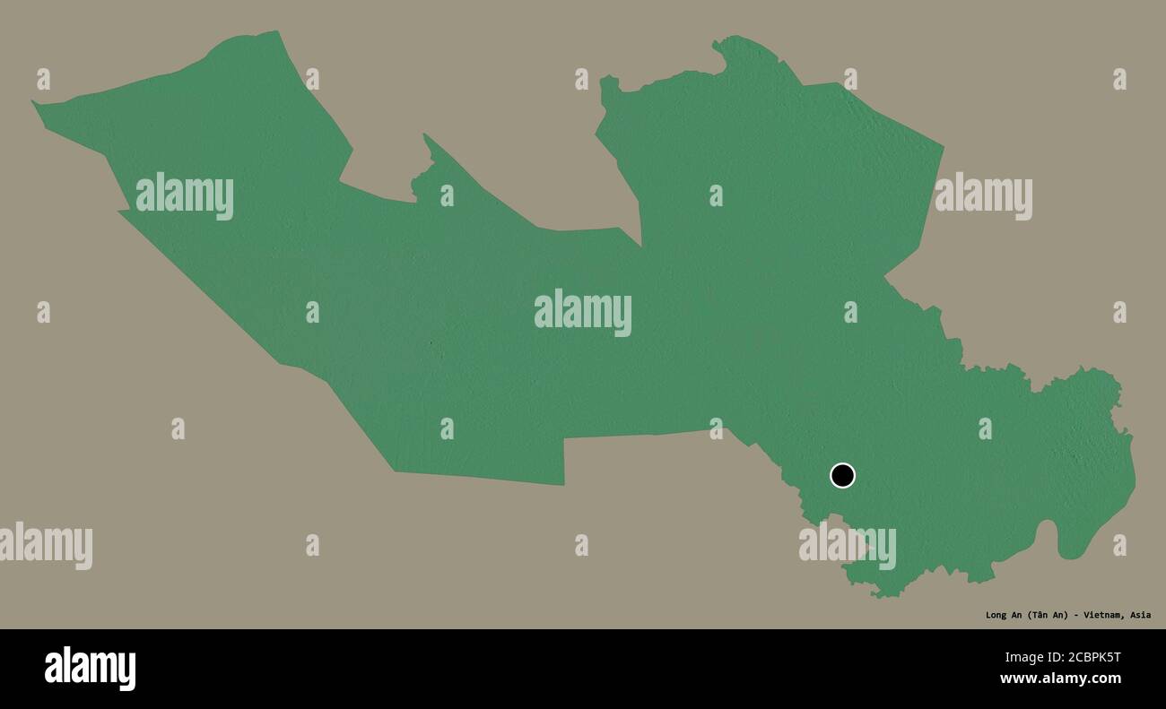Shape of Long An, province of Vietnam, with its capital isolated on a ...