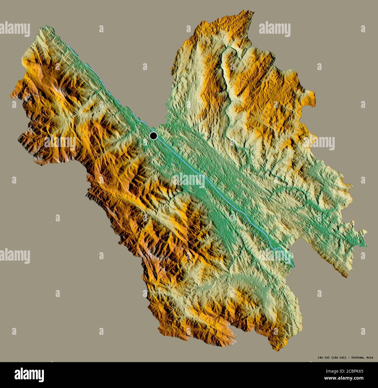 Shape of Lào Cai, province of Vietnam, with its capital isolated on a ...