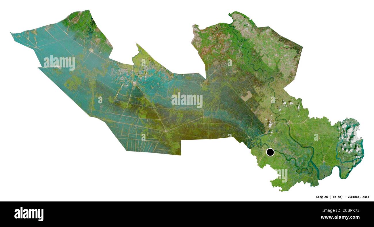 Shape of Long An, province of Vietnam, with its capital isolated on ...