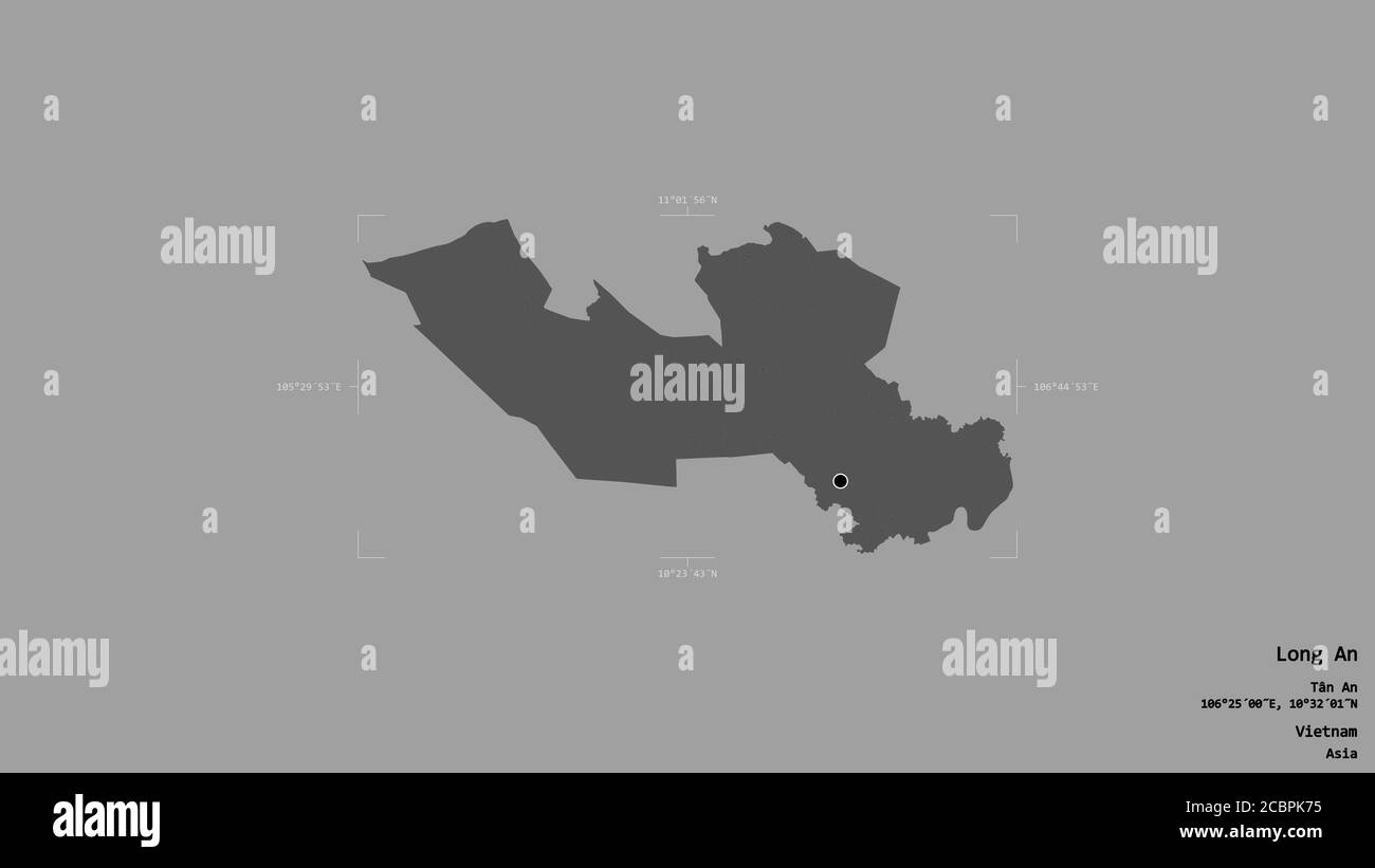 Area of Long An, province of Vietnam, isolated on a solid background in ...