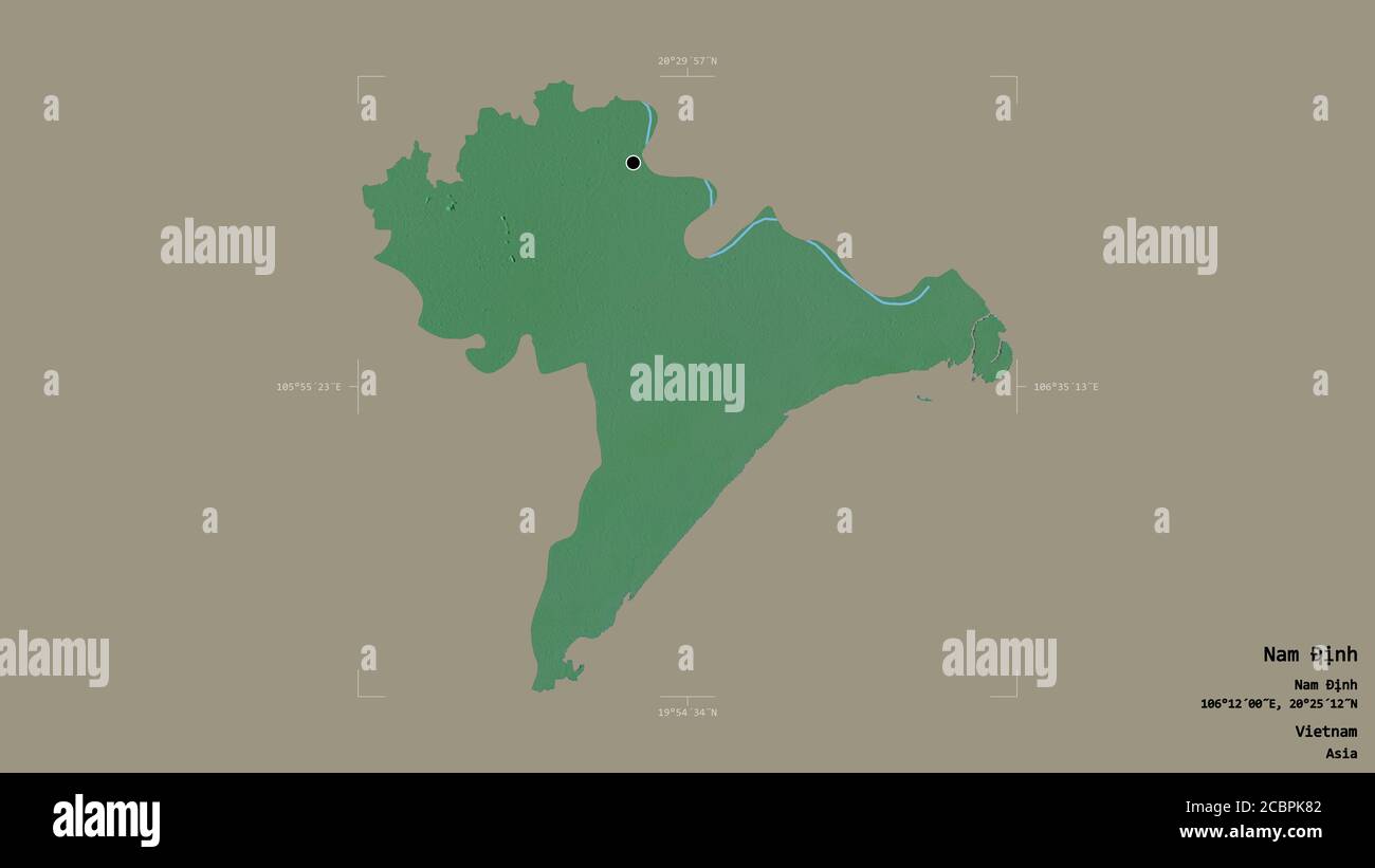 Area of Nam Định, province of Vietnam, isolated on a solid background ...