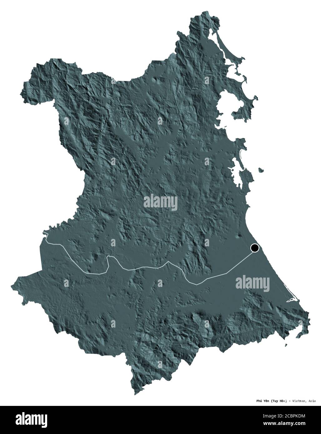 Shape of Phú Yên, province of Vietnam, with its capital isolated on ...