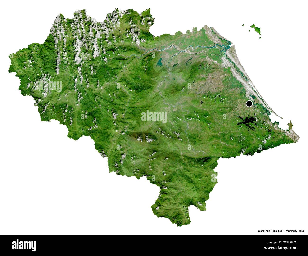 Shape of Quảng Nam, province of Vietnam, with its capital isolated on ...