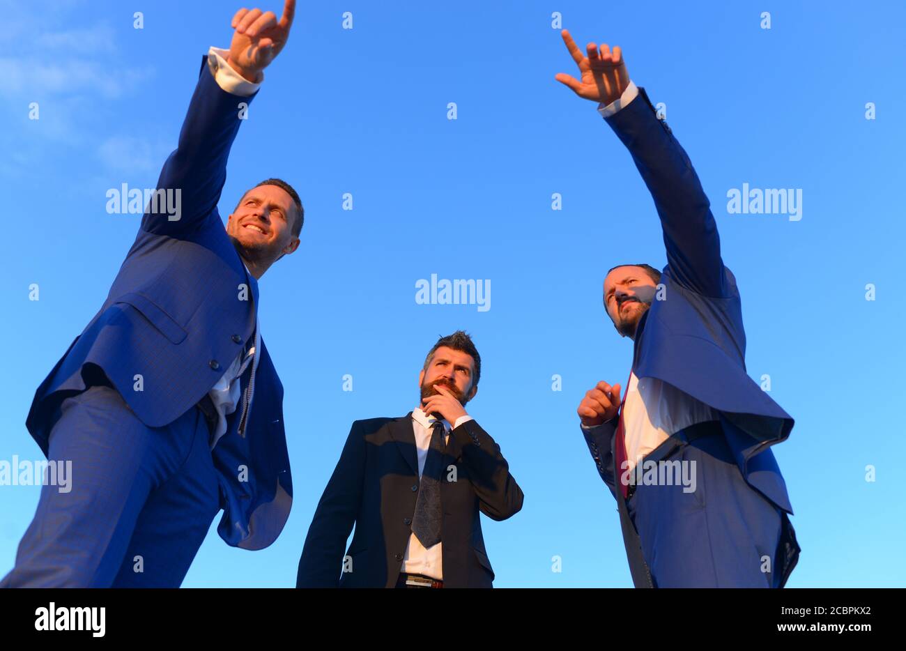 Executives take a walk outside. Business, confidence and teamwork ...