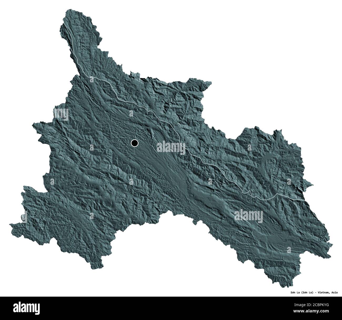 Shape of Sơn La, province of Vietnam, with its capital isolated on ...