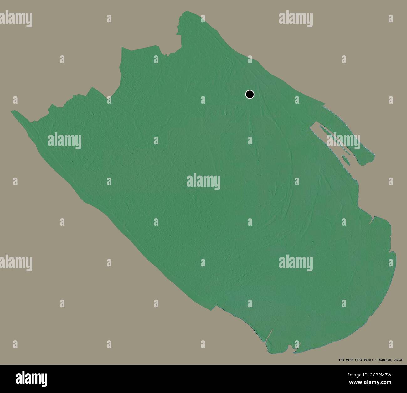 Shape of Trà Vinh, province of Vietnam, with its capital isolated on a ...