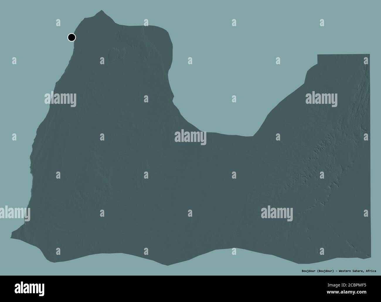 Shape of Boujdour, province of Western Sahara, with its capital ...