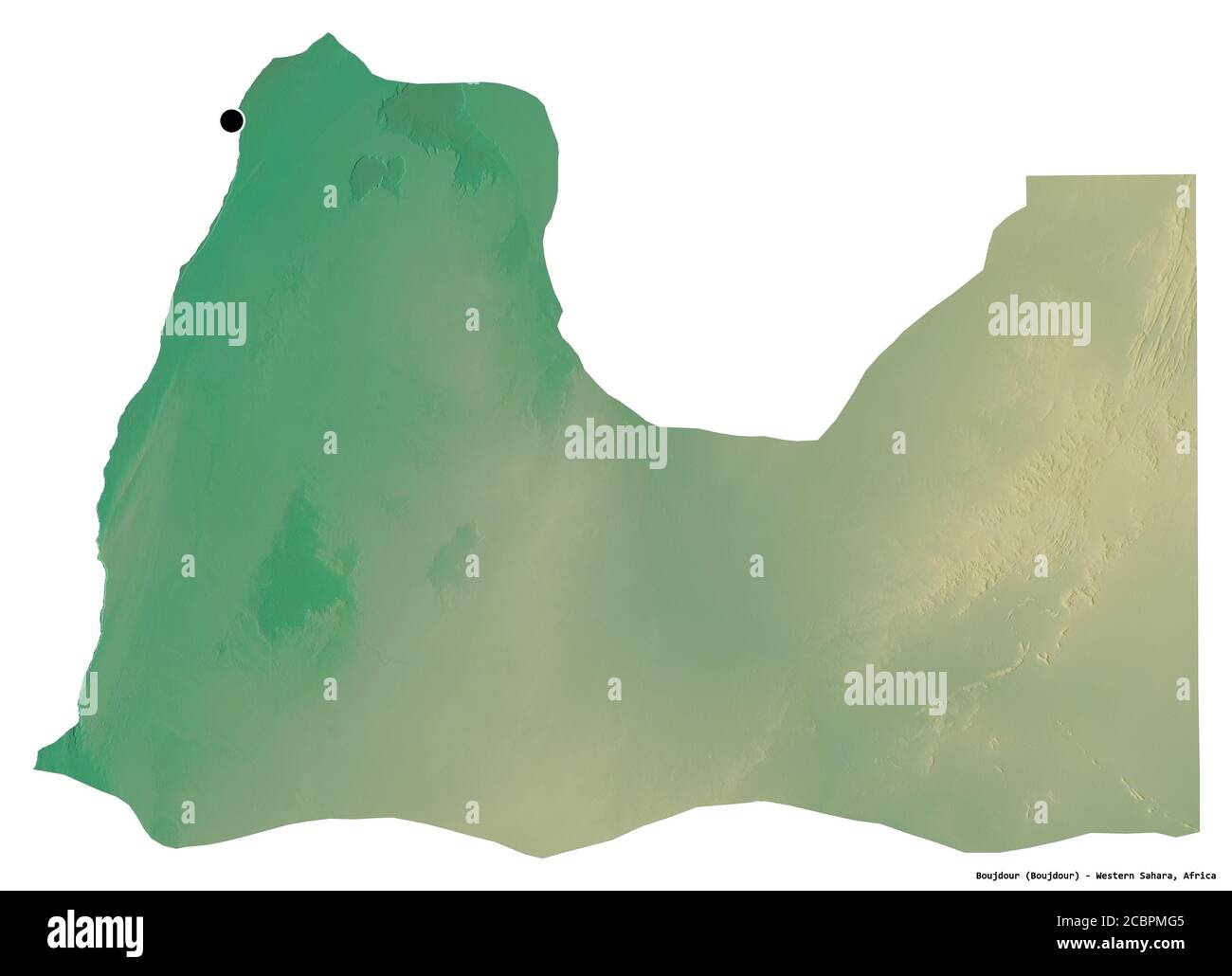 Shape of Boujdour, province of Western Sahara, with its capital ...