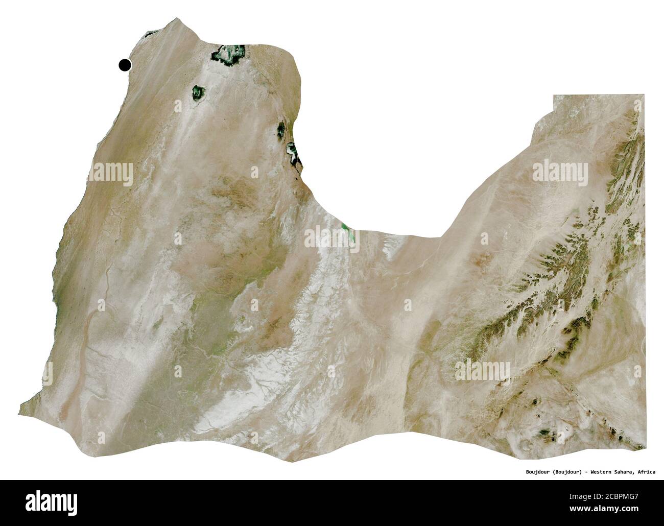 Shape of Boujdour, province of Western Sahara, with its capital ...