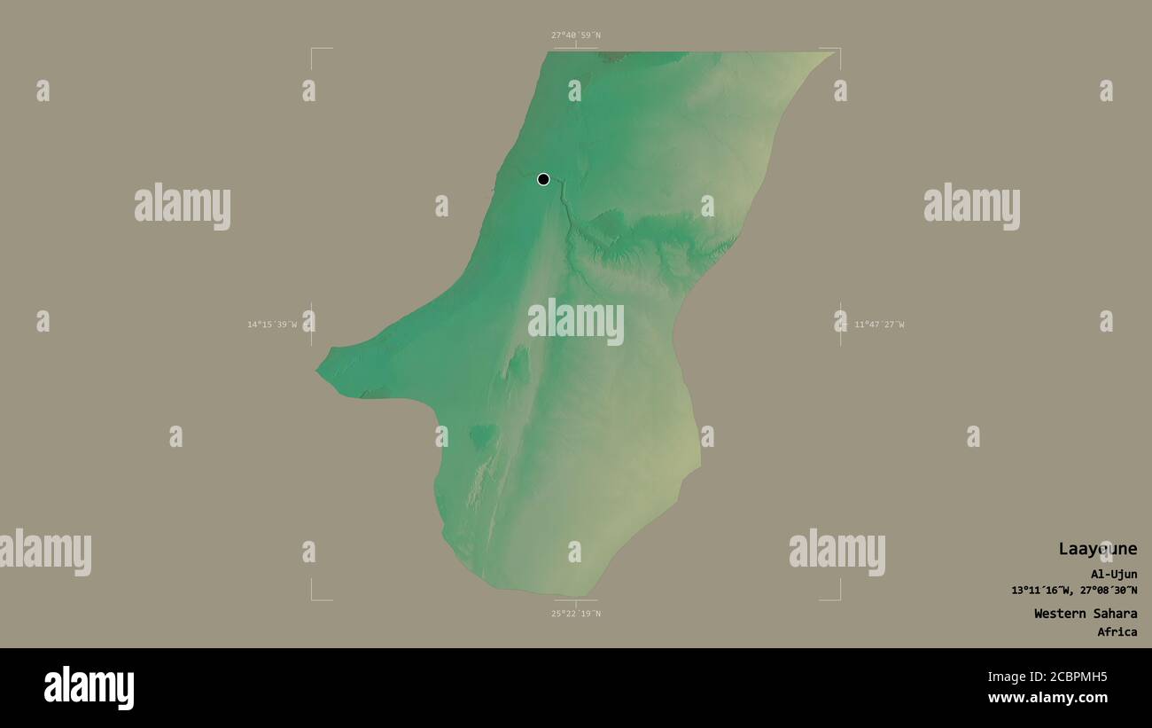 Area of Laayoune, province of Western Sahara, isolated on a solid ...