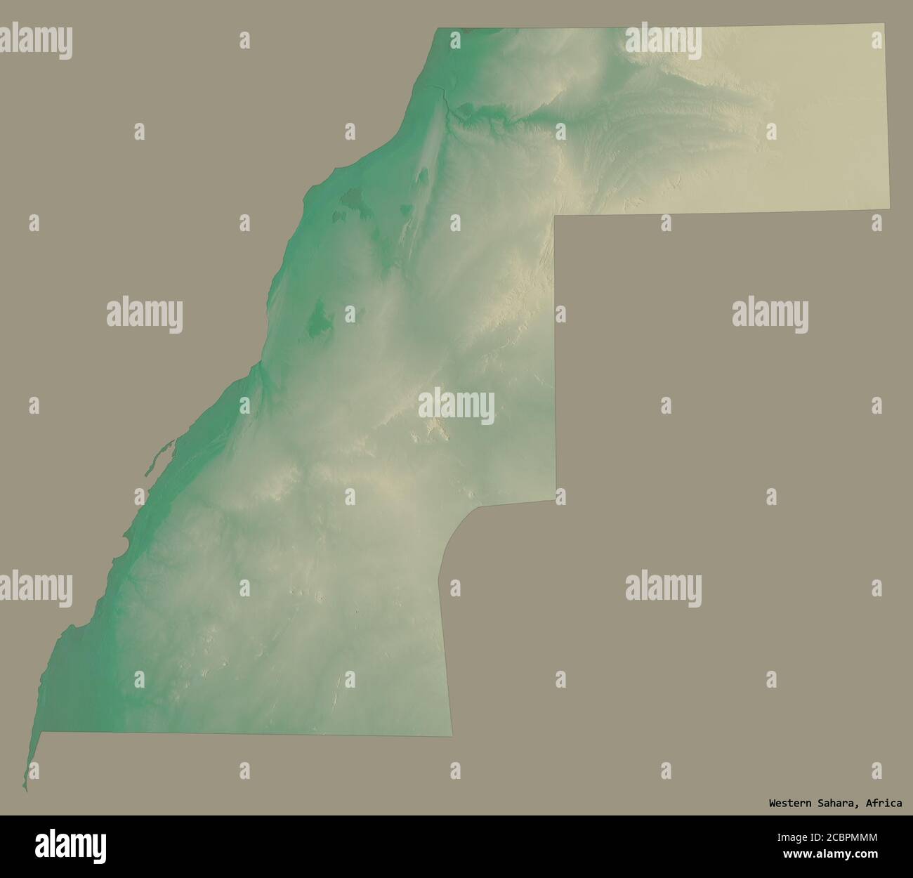 Shape of Western Sahara with its capital isolated on a solid color ...