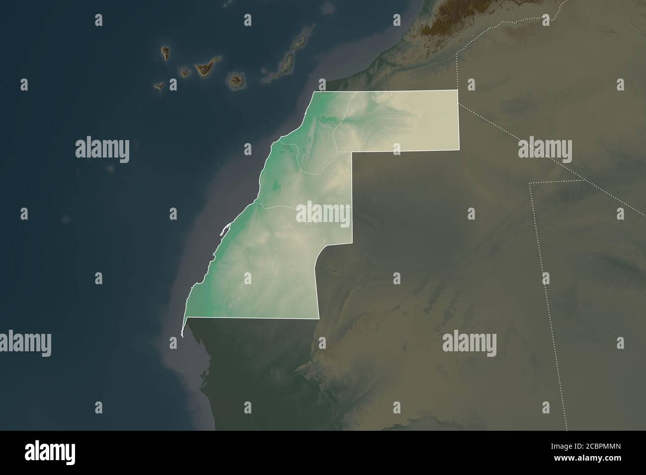 Shape of Western Sahara separated by the desaturation of neighboring ...