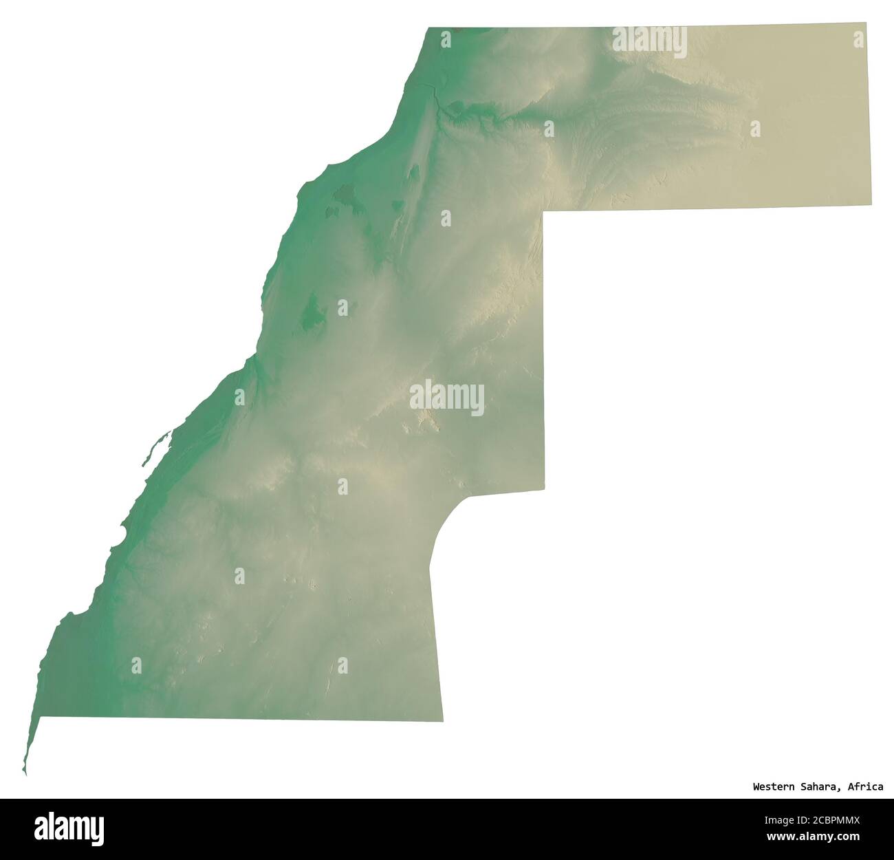 Shape of Western Sahara with its capital isolated on white background ...