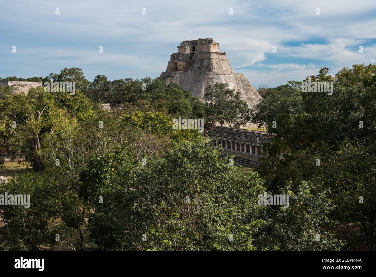 The west facade of the Pyramid of the Magician, also known as the ...