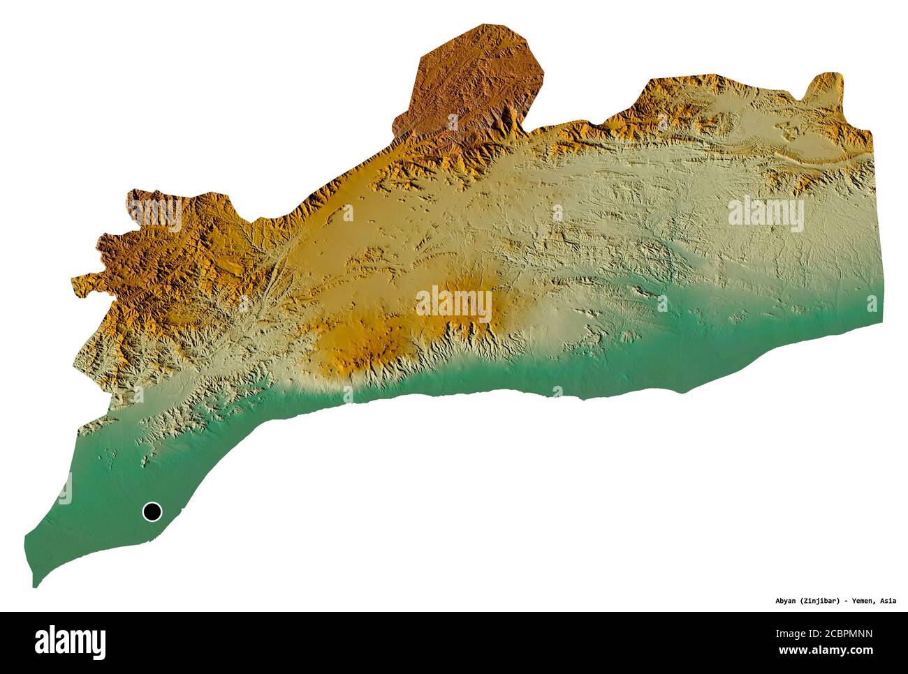 Shape of Abyan, governorate of Yemen, with its capital isolated on ...