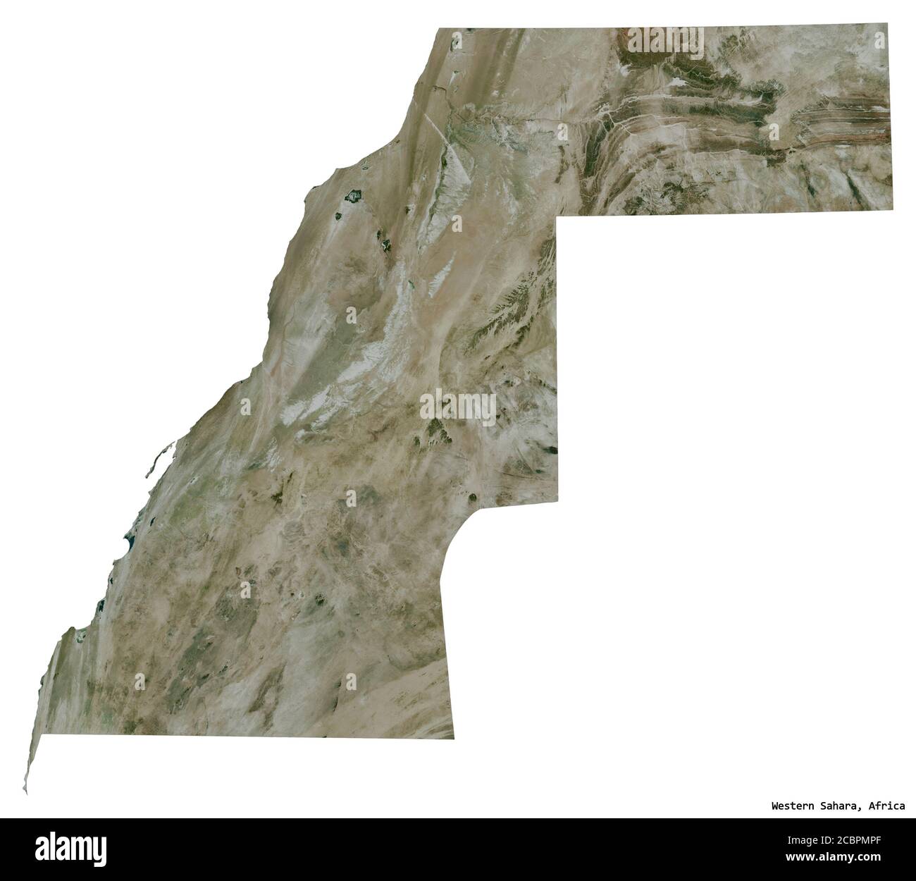 Shape of Western Sahara with its capital isolated on white background ...