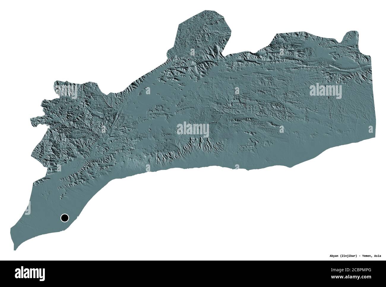 Shape of Abyan, governorate of Yemen, with its capital isolated on ...