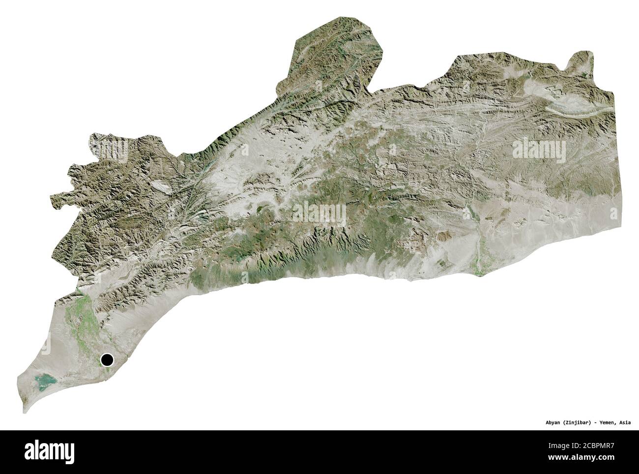 Shape of Abyan, governorate of Yemen, with its capital isolated on ...