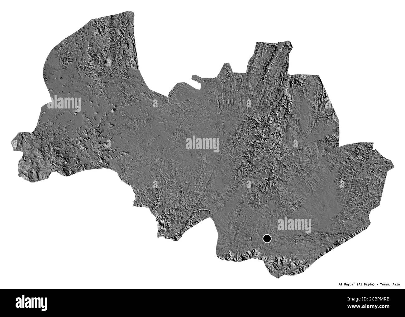 Shape of Al Bayda', governorate of Yemen, with its capital isolated on ...