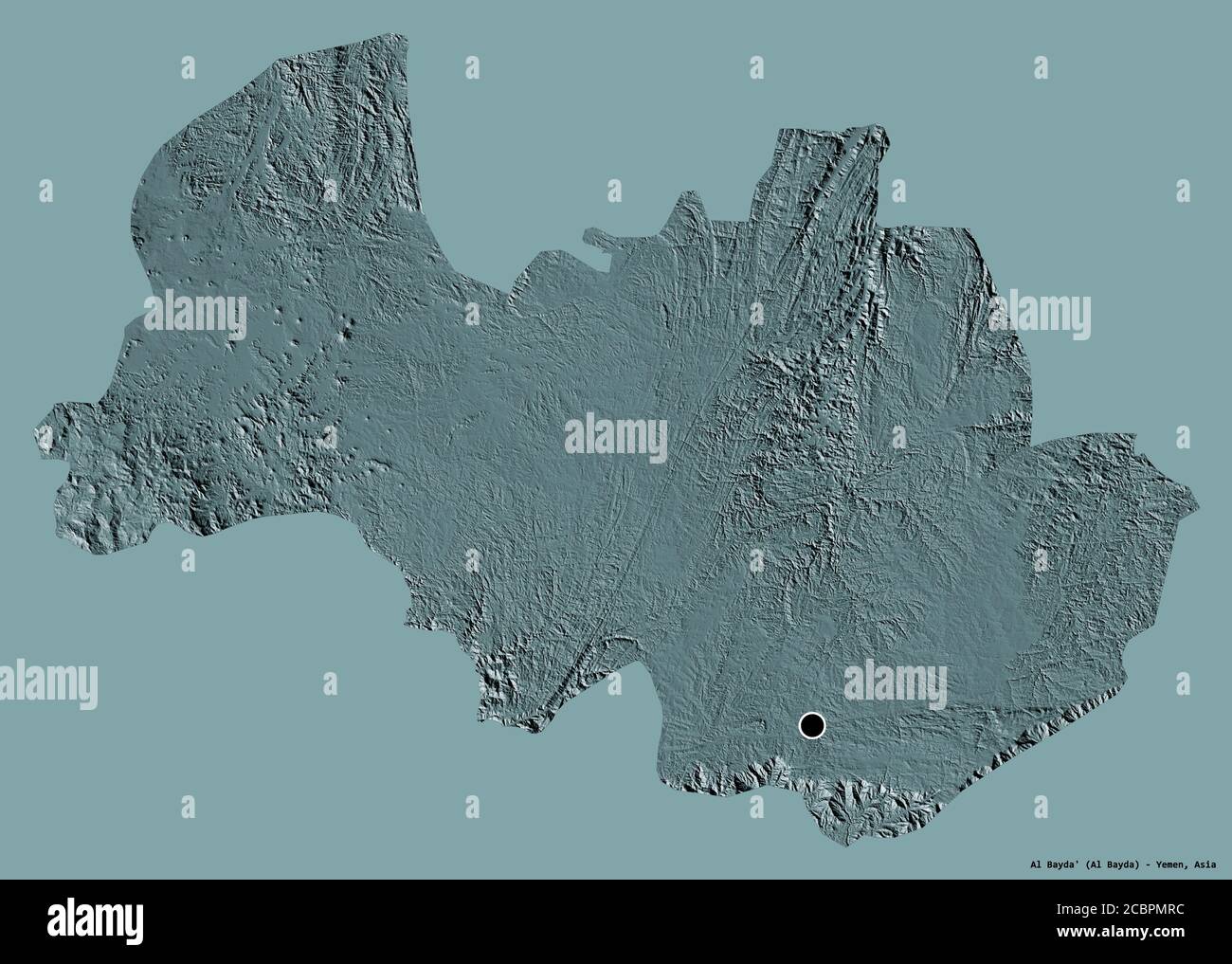 Shape of Al Bayda', governorate of Yemen, with its capital isolated on ...